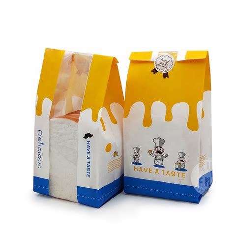 Food Grade Tin Tie Bread Packaging Paper Bag With Clear Window Bakery