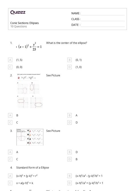 50 Conic Sections Worksheets For 12th Year On Quizizz Free Printable