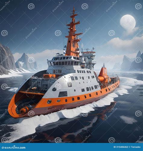 Research Ship Explores A Huge Ship With Scientific Instruments A Bright Setting Sun Turquoise