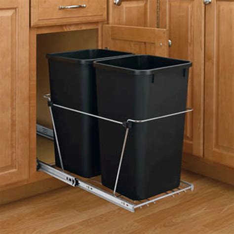 REV A SHELF RV KD Double Quart Bottom Mount Waste Container Chrome Rev A Shelf RV KD C S