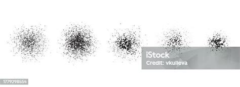 점묘 방사형 브러쉬 획 그레인 점선 그라디언트 컬렉션 그런 지 뿌려 스프레이 질감 더러운 먼지 모래 소음 둥근 요소 흩뿌려진 점선 오버레이 세트입니다 검은 얼룩 얼룩 반점