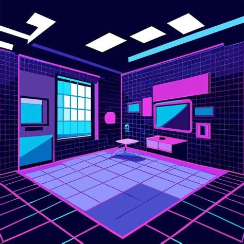 어두운 배경에 화려한 3d 와이어프레임 공간 추상 원근 그리드 벡터 그림 프리미엄 벡터