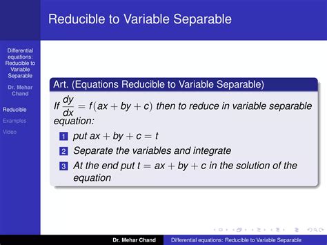 Tutorial 2 Differential Equations Reducible To Variable Separable Pdf