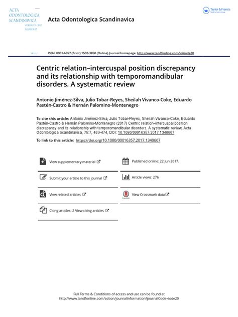 Centric Relation Intercuspal Position Pdf Medicine Health Sciences