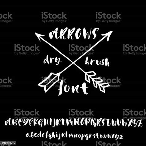 Handdrawn 드라이 브러쉬 폰트입니다 현대 브러쉬 레터링입니다 그런 지 스타일 알파벳입니다 벡터 일러스트입니다 0명에 대한 스톡 벡터 아트 및 기타 이미지 Istock