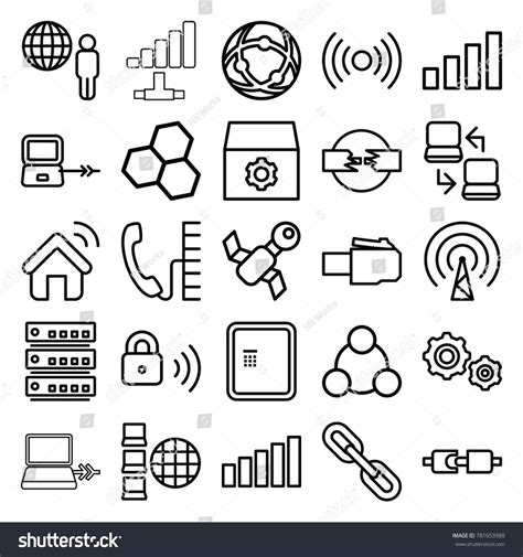 Connection Icons Set 25 Editable Outline Stock Vector Royalty Free 781653988
