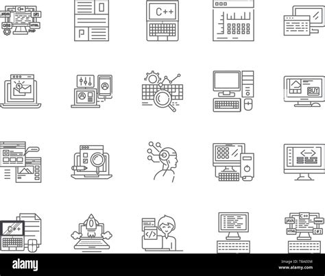Coding Line Icons Signs Vector Set Outline Illustration Concept Stock Vector Image And Art Alamy