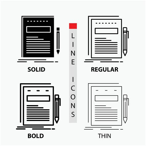 Business Document File Paper Presentation Icon In Thin Regular Bold Line And Glyph Style