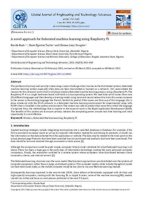 Pdf Wireless Federated Learning With Raspberry Pi