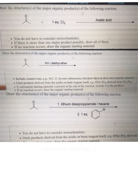Solved Draw The Structure S Of The Major Organic Product S
