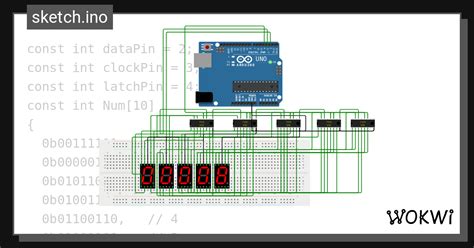 Seven Segment With Ic 74hc595 5 Digits Wokwi Esp32 Stm32 Arduino