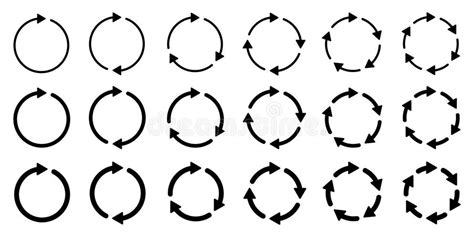 circle arrow set round thin and thick arrows loading recycle rotation