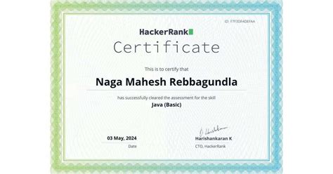 Rebbagundla Naga Mahesh On Linkedin Hackerrank Skill Certificate