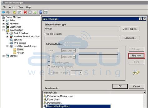 how to create rdp user from windows vps dedicated server accuwebhosting