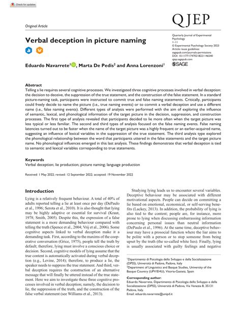 Pdf Express Verbal Deception In Picture Naming