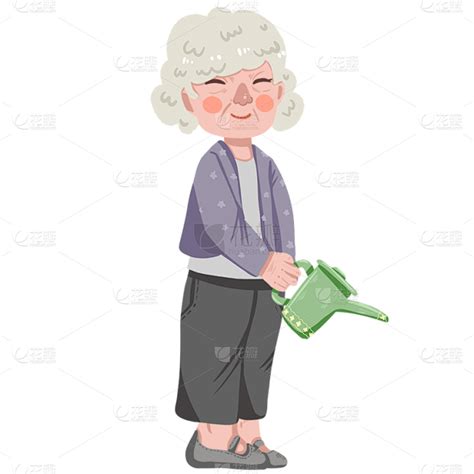 手绘 老人元素人物插画贴纸3