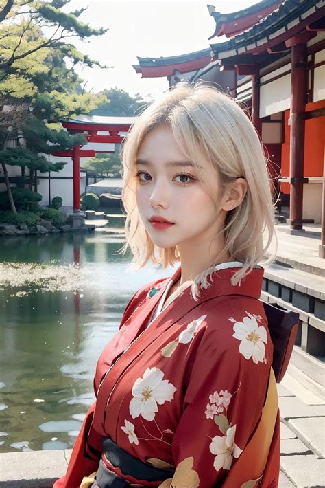 Em Người Yêu Xinh đẹp Trong Trang Phục Kimono Màu đỏ Ảnh Sex 3d Ảnh