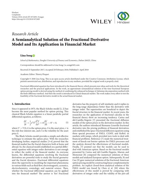 Pdf A Semianalytical Solution Of The Fractional Derivative Model And Its Application In
