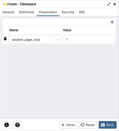 Tablespace Dialog — Pgadmin 4 814 Documentation