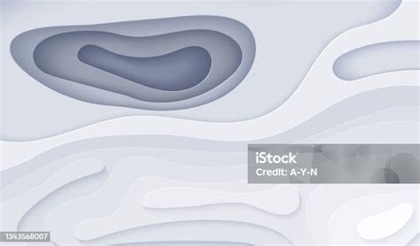 종이 컷 스타일의 지형지도 파 모던 커버를 잘라 3d 추상적 인 배경 회색 색상 구멍과 산 지종이 아트 벡터 카드 일러스트레이션 및 종이 접기 부드러운 기하학적 모양 3차원