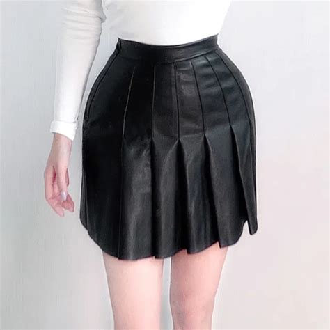 원컬러 시크섹시 고퀄 웨인 레더 가죽 반 플리츠 주름 테니스 스커트 치마 바지 팬츠