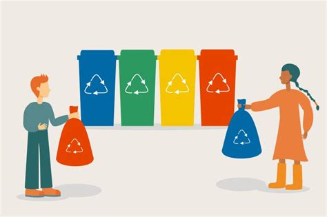 Garbage Sorting Set Bins And Waste Bag Royalty Free Vector