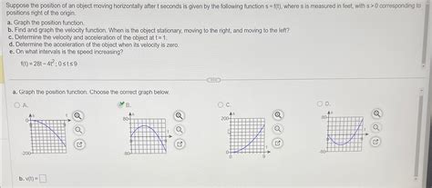 solved suppose the position of an object moving horizontally