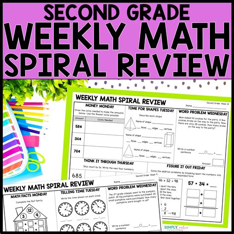 2nd Grade Math Spiral Review Daily Math Warm Up Simply Creative