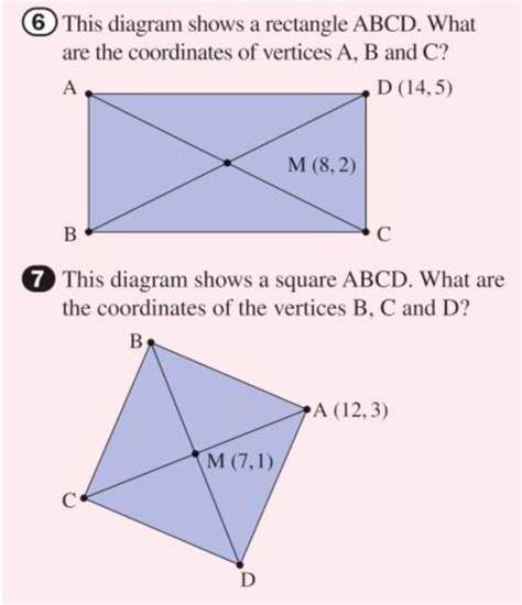 6 This Diagram Shows A Rectangle Abcd What Are The Coordinates Of Vertices A B And C 7