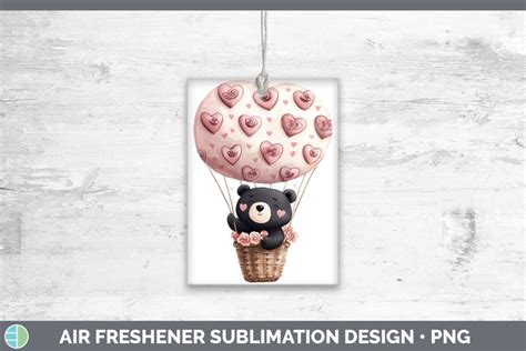 Valentine Hot Air Balloon Black Bear Air Freshener Sublimati
