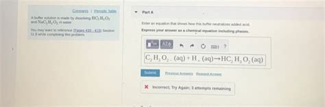 Solved Constants Part A A Buffer Solution Is Made By Chegg