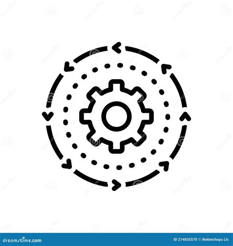 Black Line Icon For Processing Workflow And Repeat Stock Vector Illustration Of Processing