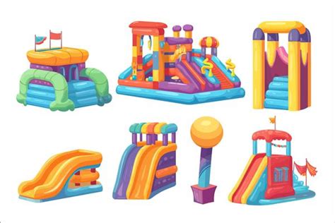 زمین های بازی بادی جدا شده بر روی تصویر برداری کارتونی پس زمینه 1668860