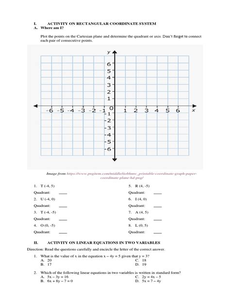 Activity 3 Key Answers Download Free Pdf Cartesian Coordinate System Equations