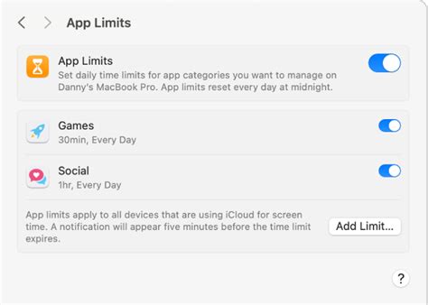 Set Time Limits For Apps And Websites In Screen Time On Mac Apple Support