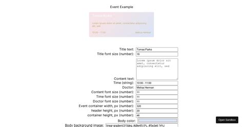 event settings forked codesandbox