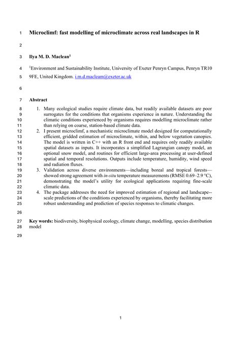 Pdf Microclimf Fast Modelling Of Microclimate Across Real Landscapes