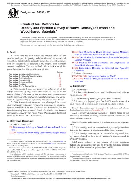 Pdf Standard Test Methods For Density And Specific Gravity Relative