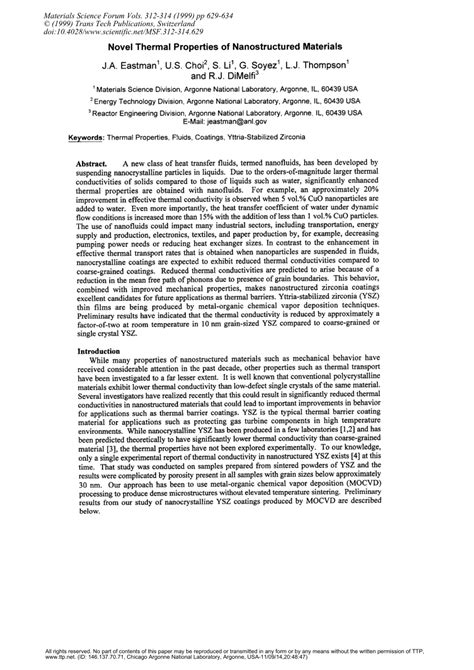 Pdf Novel Thermal Properties Of Nanostructured Materials