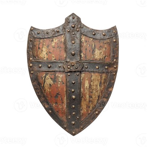 A Vintage Medieval Shield With Rustic Textures And Weathered Colors