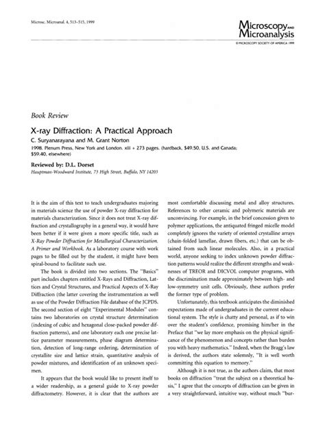 X Ray Diffraction A Practical Approach Pdf X Ray Crystallography Crystal Structure