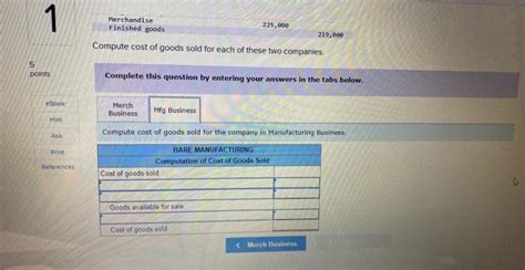 Solved Exercise 1 10 Algo Cost Of Goods Sold Computation Chegg Com
