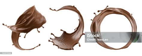 3d 렌더링 초콜릿 스플래시 모듬 모양 컬렉션 카카오 음료 또는 커피 튀는 요리 재료 흰색 배경에 격리된 추상 갈색 액체 웨이브 클립 아트 세트 갈색에 대한 스톡 사진 및