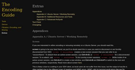 Extras The Encoding Guide