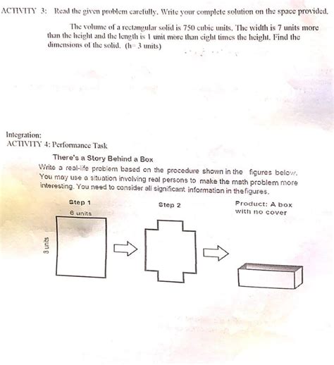 Solved ACTIVITY 3 Read The Given Problem Carefully Write Chegg Com