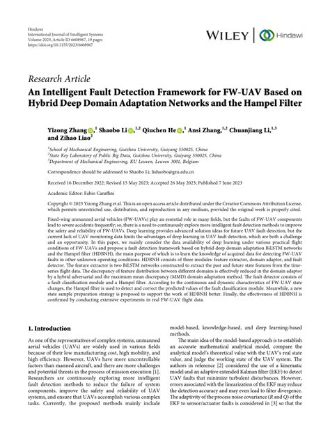 Pdf An Intelligent Fault Detection Framework For Fw Uav Based On Hybrid Deep Domain Adaptation