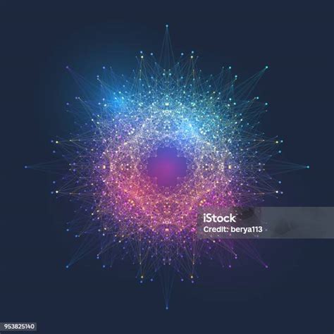 컴퓨터 생성 잎차례 점선된 나선 흐름 프랙탈 벡터 미래 최소한의 레이아웃입니다 개념적 생식 배경입니다 물결 모양 돌리기 장미 로고에 대한 스톡 벡터 아트 및 기타 이미지