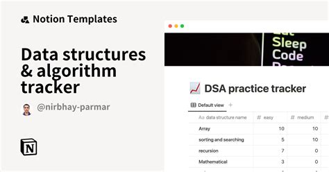 Data Structures And Algorithm Tracker Template By Nirbhay Parmar Notion