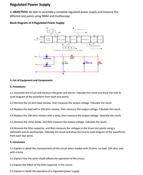 Regulated Power Supply 1 Objectives Be Able To