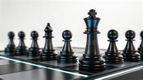 3d Chess Set Displaying Abstract Technological Chess Pieces On A